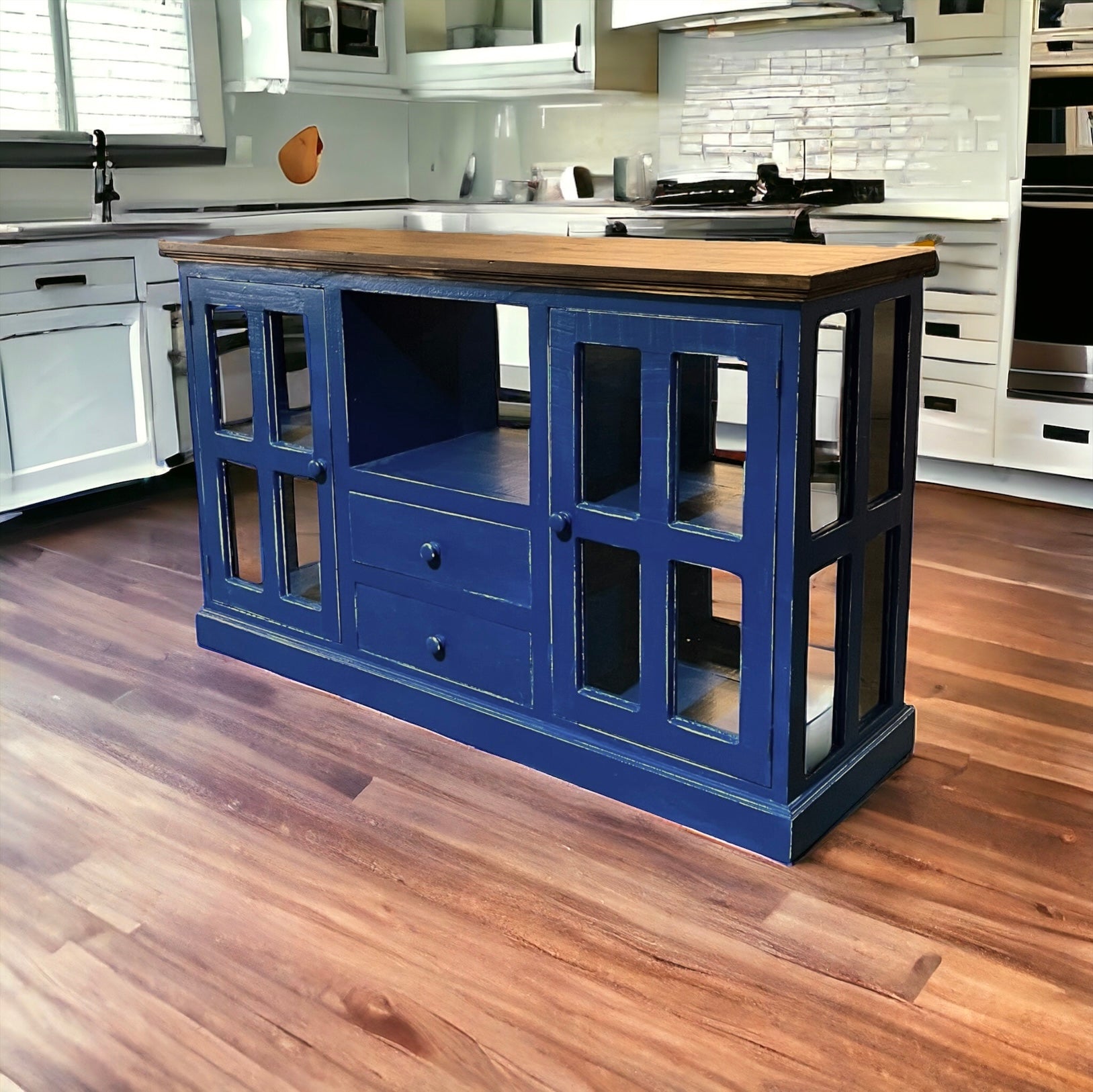 Tanner Blue Kitchen Island – Copper Barn Home