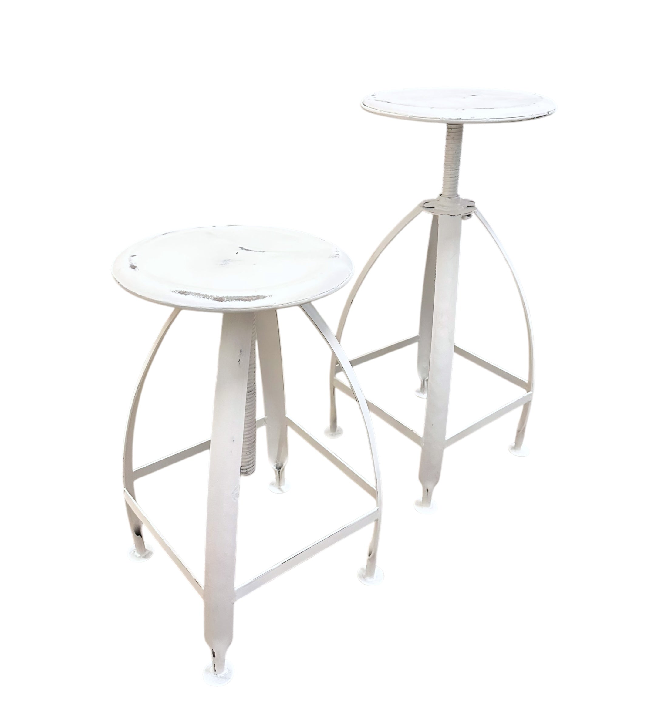 White Metal Adjustable Stool – Copper Barn Home
